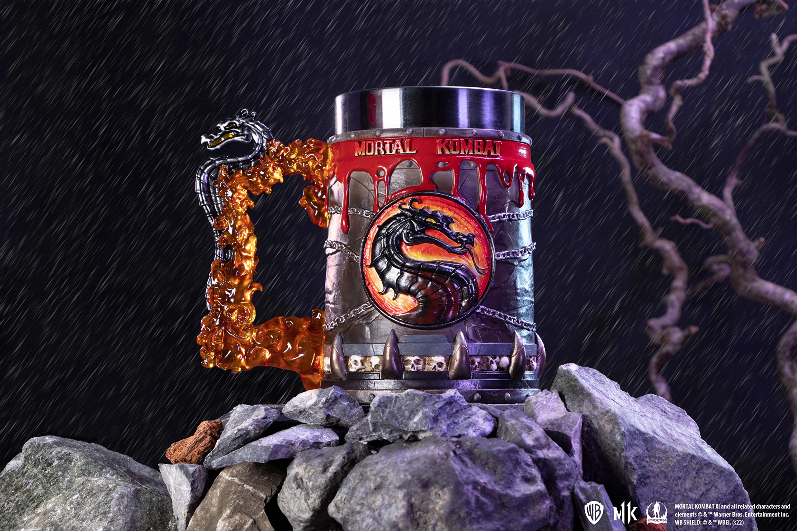 Nemesis Now Video Game Merch Tankard, Hand-Painted Resin Beer Mug, Stainless Steel Removable Insert, Gamer Gifts, 15.5cm - Mortal Kombat