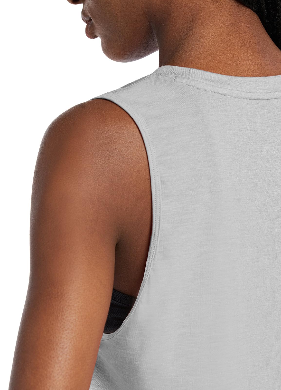 baleaf Workout Tops for Women Crop Tank Top Quick Dry Athletic Gym Exercise Sleeveless Shirts Muscle Yoga Loose Fit Heather Gray S