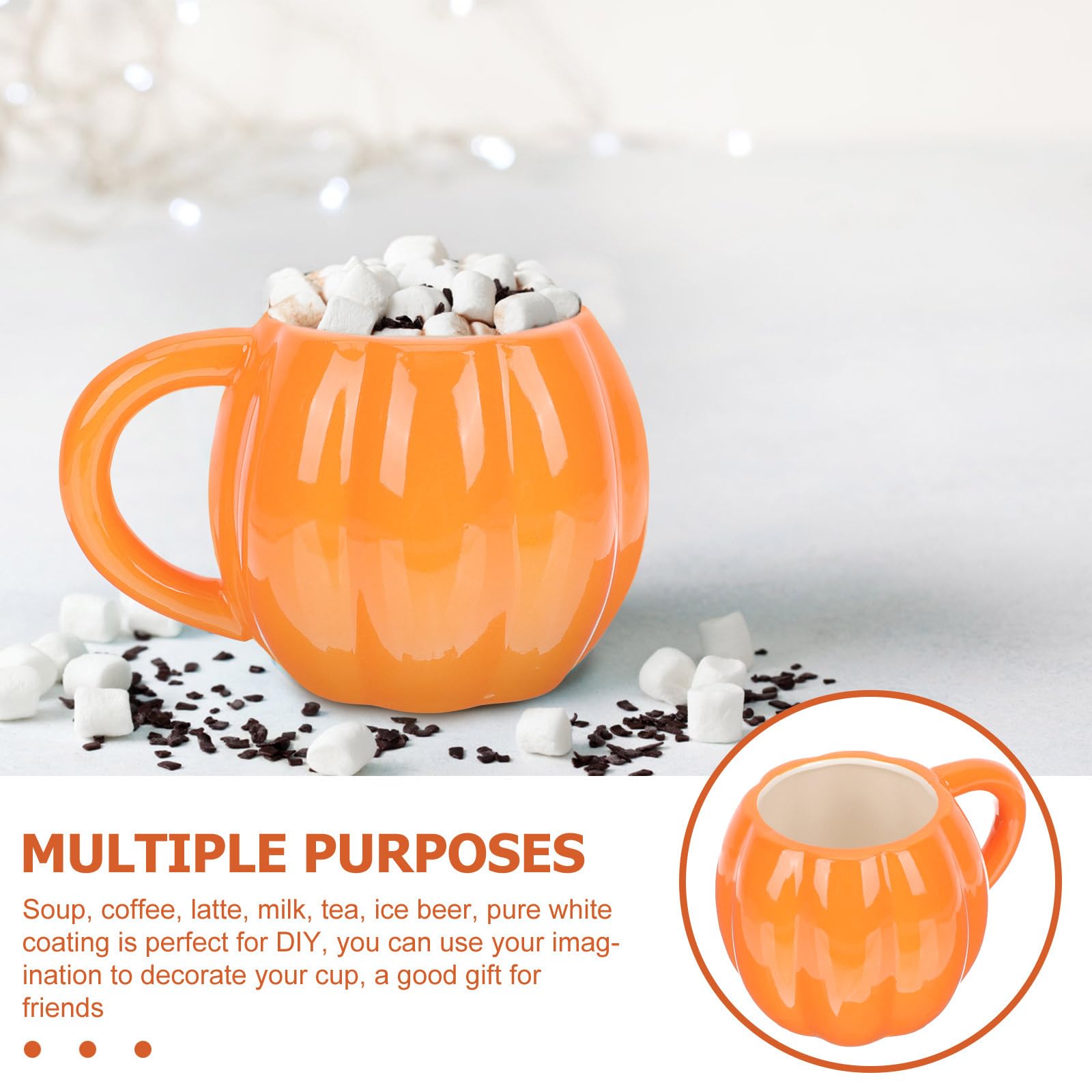 2PCS Halloween Pumpkin Coffee Mug: Ceramic Pumpkin Cup Fall Coffee Cup Camp Mug Campfire Mug Thanksgiving Ceramic Cup for Home Women Men Mom Dad(500ml)