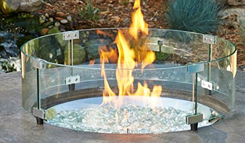 Outdoor GreatRoom Co Propane Fire Pit Table - Beacon Gas Fire Pits for Outside Patio - 48 Inch Round Concrete Firepit Fire Table with Matching Tabletop Cover, Powder-Coated Metal Base - White/Grey