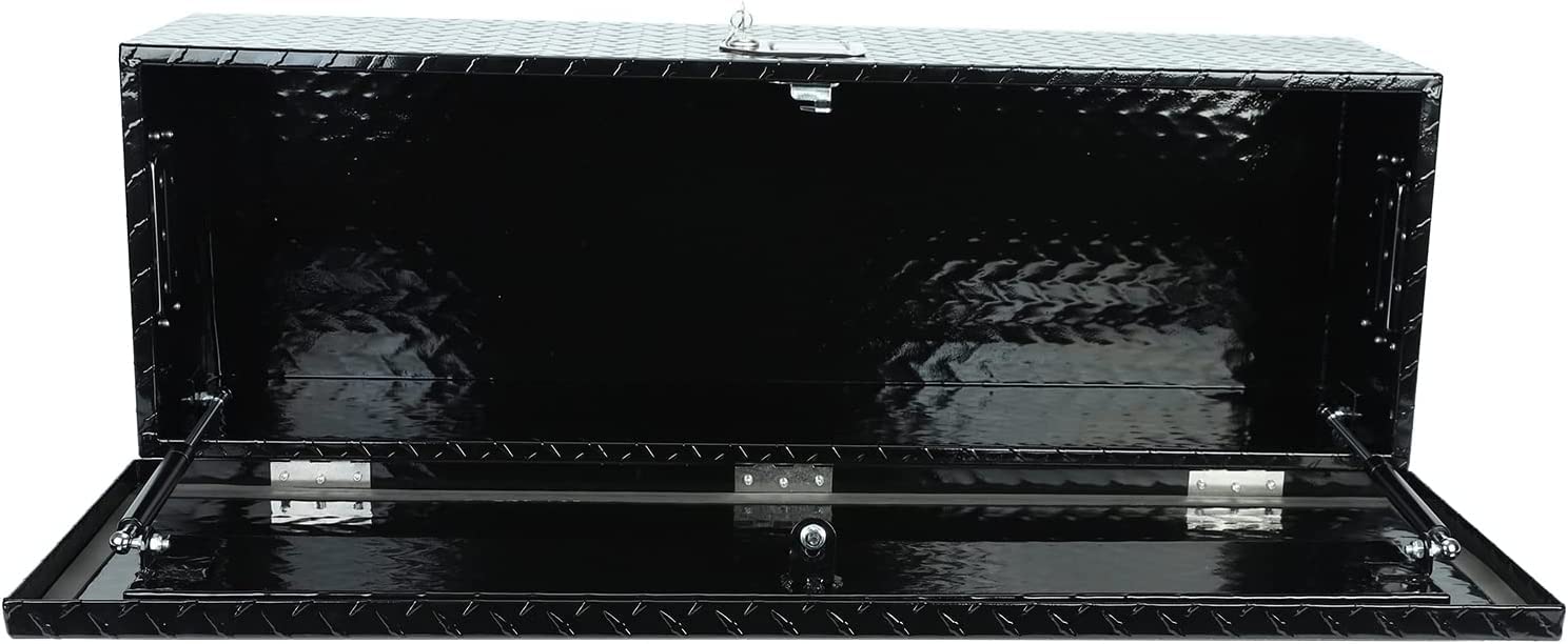 PRFFWK Diamond Plate Truck Bed Tool Box Aluminum Trailer Storage Box for Truck Bed, Pickup, RV, Trailer, Waterproof Truck Box with Side Handle and Lock Keys-39 x 13 x 10 inch,Black