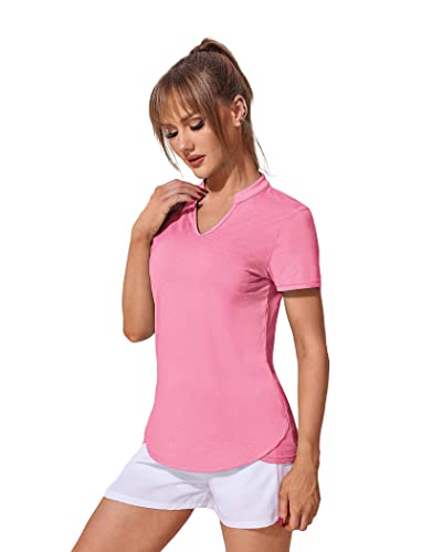 COOrun Women's Short Sleeve T-Shirt Quick Dry Athletic Running Workout Yoga Top Tee Tennis Shirts B_Peach Pink Large