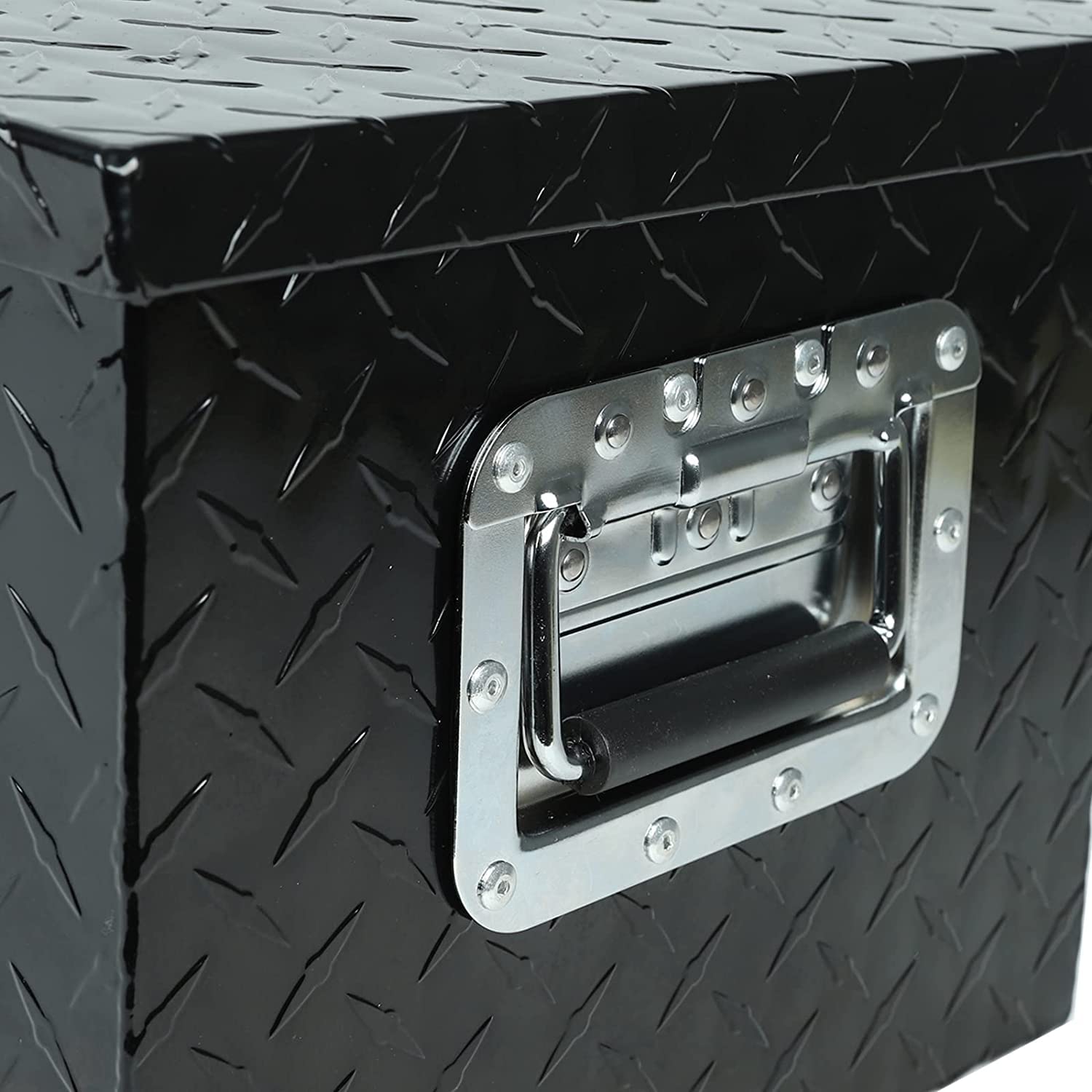 PRFFWK Diamond Plate Truck Bed Tool Box Aluminum Trailer Storage Box for Truck Bed, Pickup, RV, Trailer, Waterproof Truck Box with Side Handle and Lock Keys-39 x 13 x 10 inch,Black