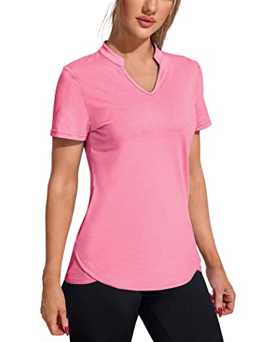 COOrun Women's Short Sleeve T-Shirt Quick Dry Athletic Running Workout Yoga Top Tee Tennis Shirts B_Peach Pink Large