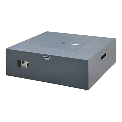 Paramount FP-419 Square Aluminum Concrete Look Firepit Table with Convertible Burner, Grey