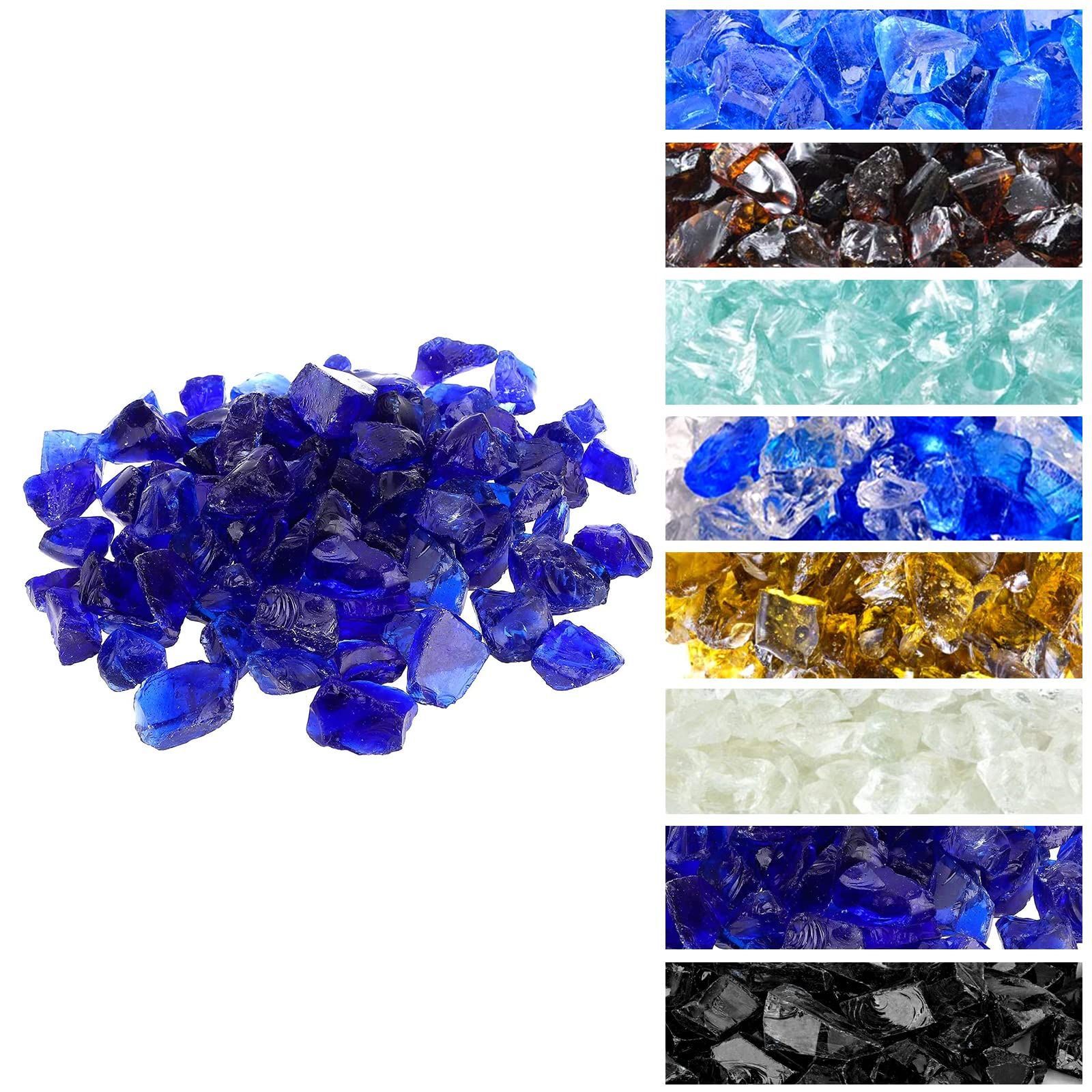Mr. Fireglass Recycled Fire Glass for Natural or Propane Fire Pit Fireplace Gas Log Sets, 10 Pounds, Cobalt Blue