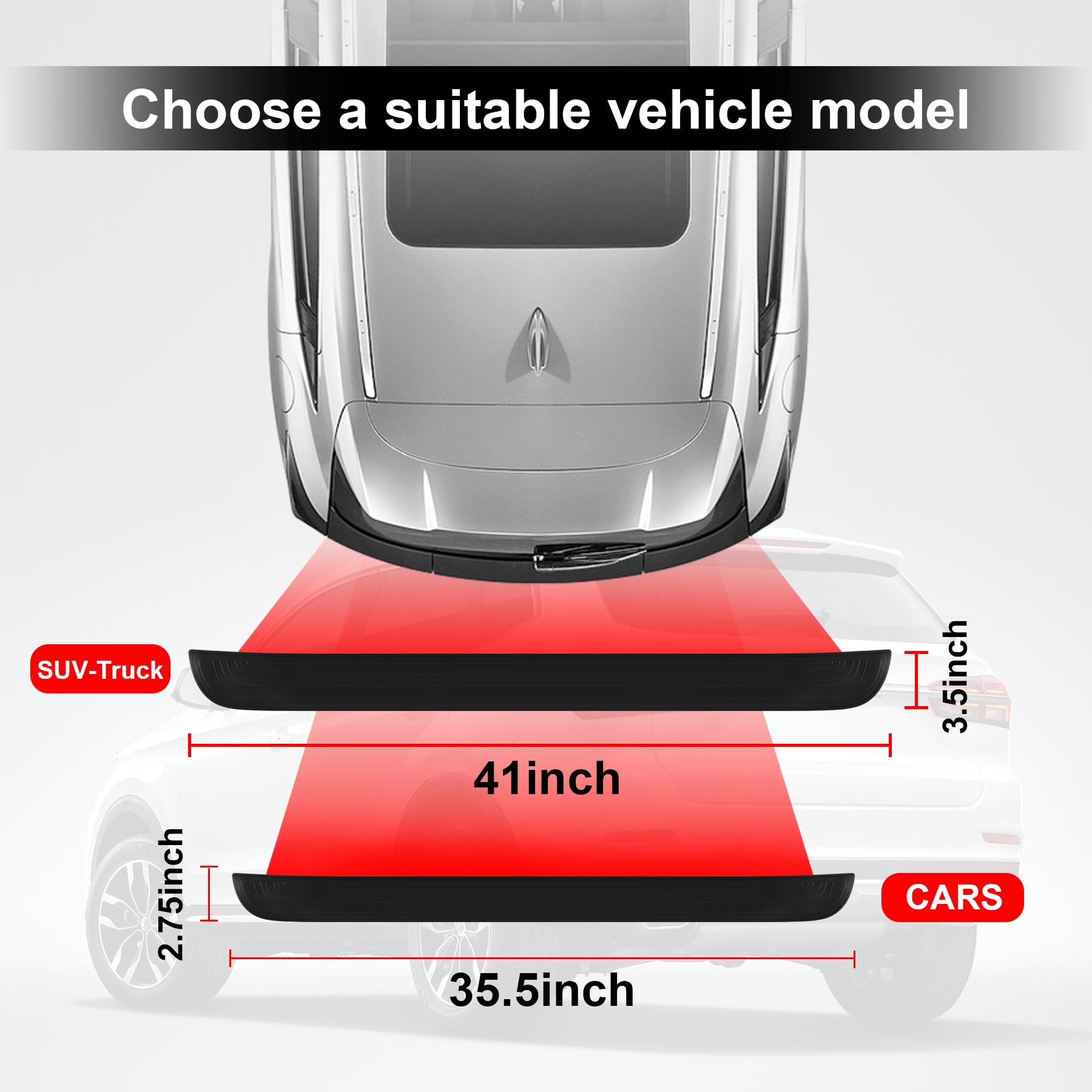 SINGARO Car Rear Bumper Protector, 41inch x3.5inch Car/SUV Universal Rubber Anti-Scratch Trunk Exterior Accessories（Black）