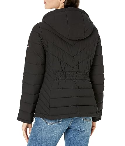 Tommy Hilfiger Women's Essential Lightweight Packable Puffer Jacket, Deep Black, Medium