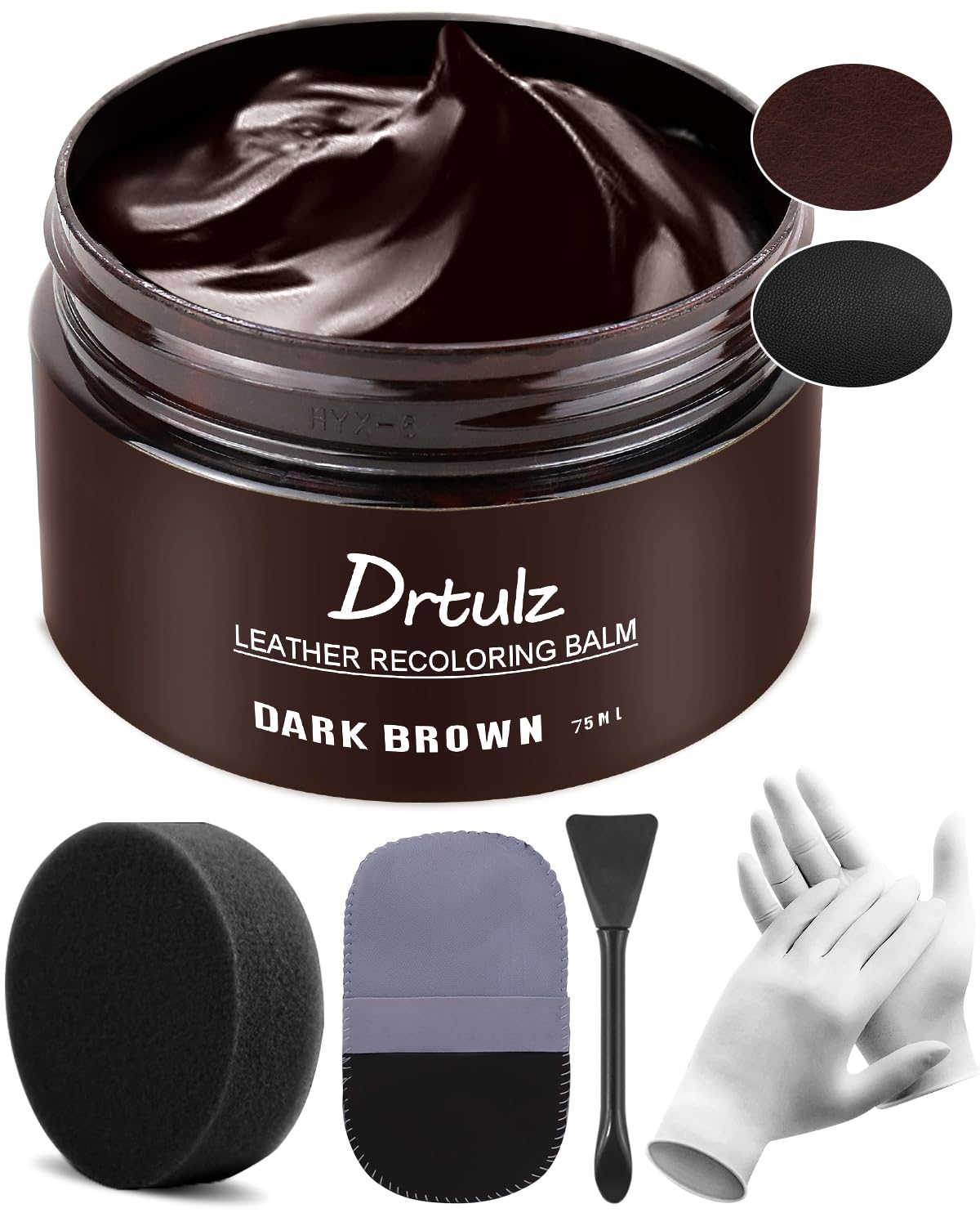 Dark Brown Leather Recoloring Balm, Leather Repair Kit for Furniture, Leather Scratch Remover, Leather Color Restorer for Couch, Car Seats, Shoes - Repair Leather Dye for Scratched and Faded Leather