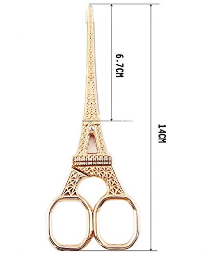 Honbay 5 Inch Gold Plated Stainless Steel Eiffel Tower Embroidery Scissors Sewing Scissors Craft Scissors for Art Work