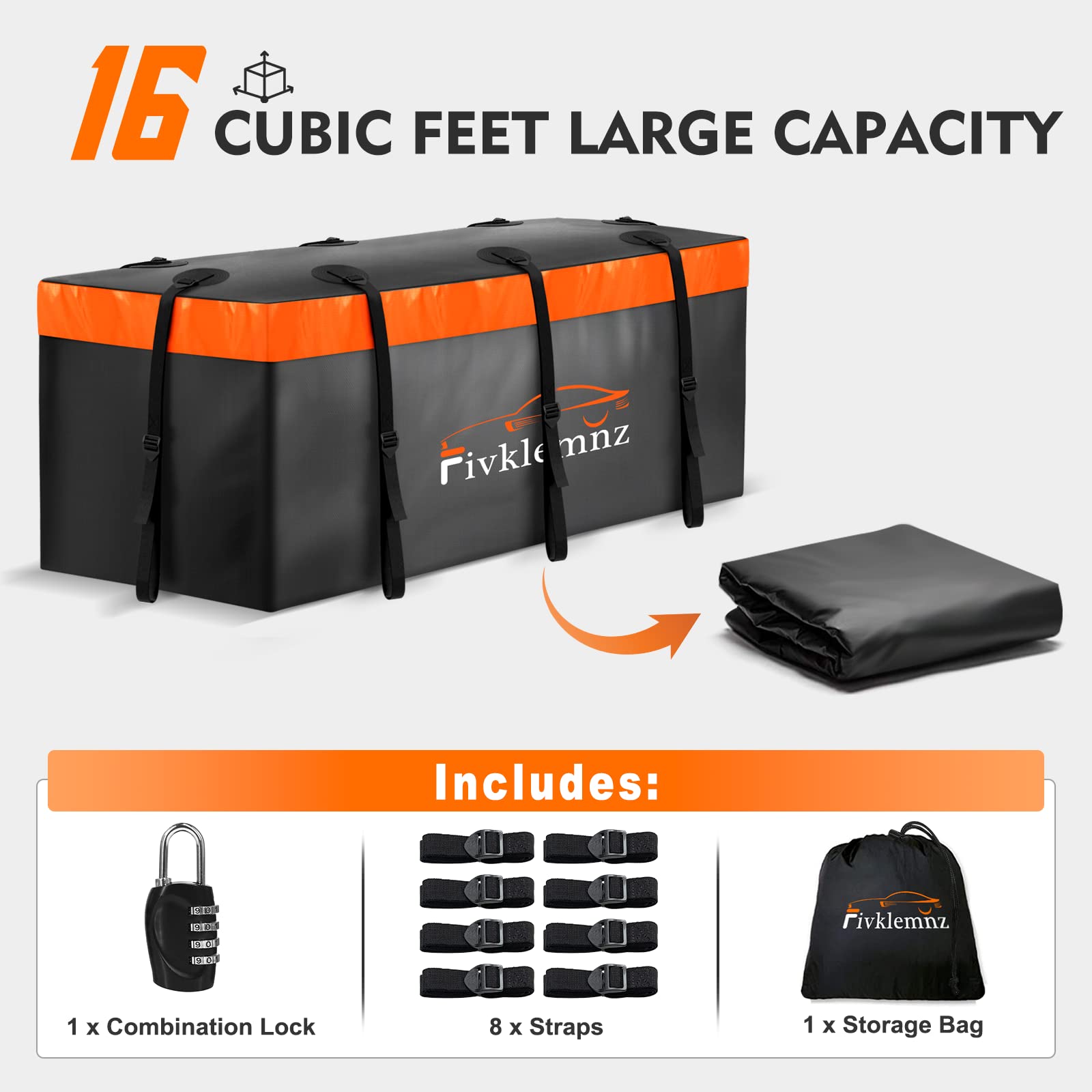Foldable Hitch Cargo Carrier, 60" X 20" X 6" Heavy Duty Trailer Hitch Mount Luggage Basket with 500lb Capacity + 16 Cubic Waterproof Cargo Carrier Bag, Suitable for SUV, Truck, Car Traveling