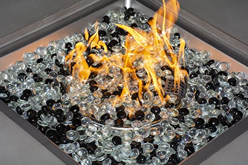 Paramount FP-419 Square Aluminum Concrete Look Firepit Table with Convertible Burner, Grey