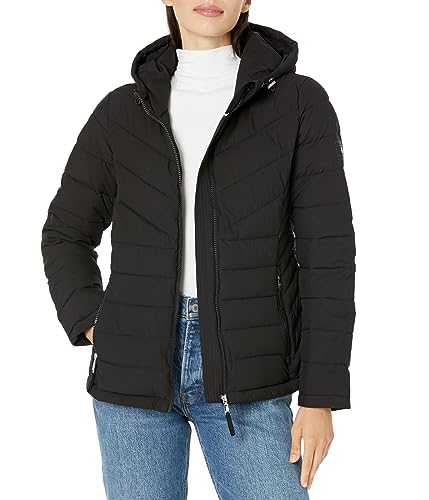 Tommy Hilfiger Women's Essential Lightweight Packable Puffer Jacket, Deep Black, Medium