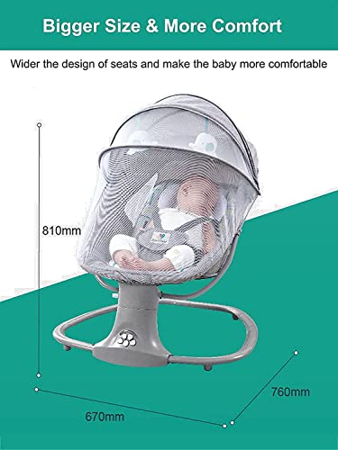 Baby Swings for Infants, Bluetooth Baby Bouncer, Intelligence Timing Electric Baby Rocker with Music Speaker, Preset Lullabies, 5 Point Harness Belt, 5 Speeds & Remote Control