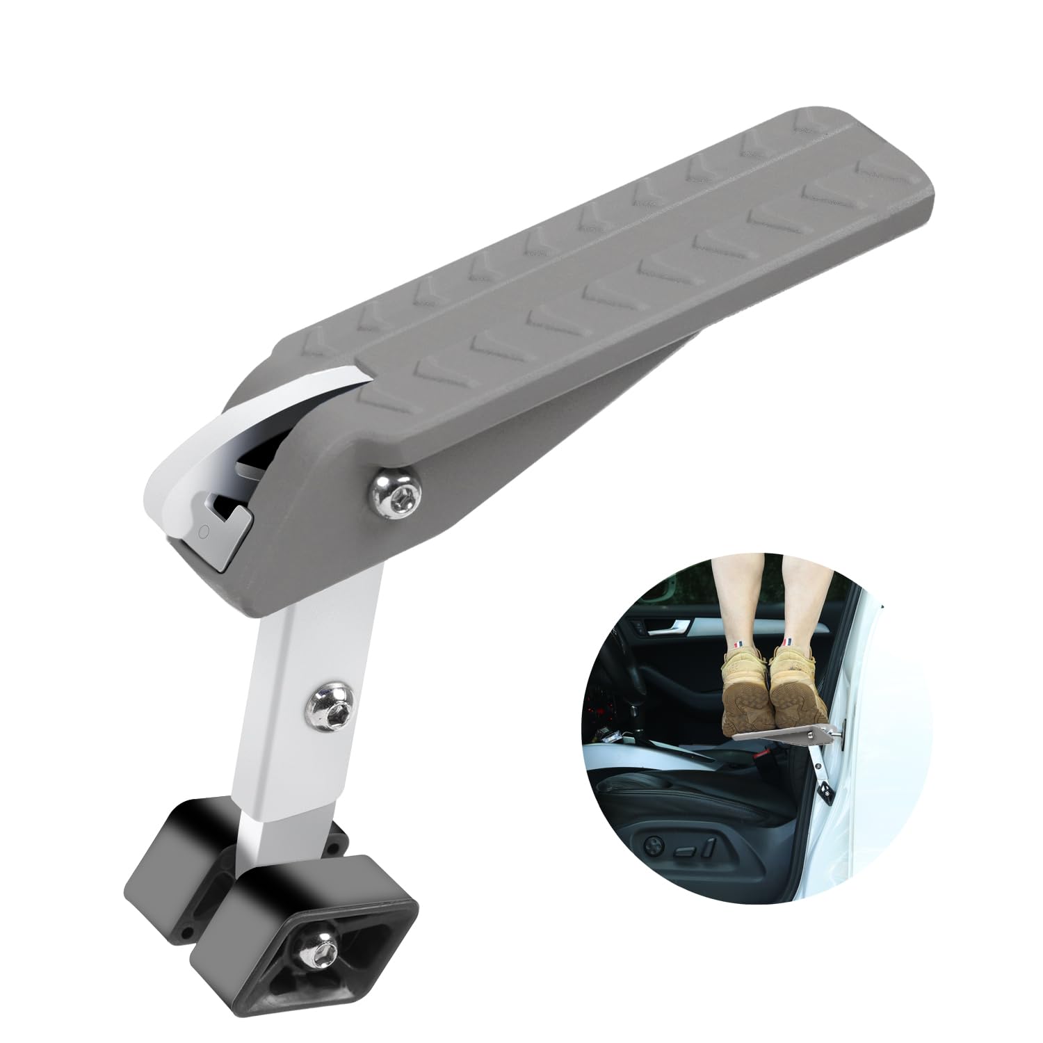 COWVIE Foldable Car Door Step Stand Pedal - Access to Vehicle's Roof Both Feet Wider Stand Pedal for Most SUV Truck Jeep, Max Load 400 Lbs