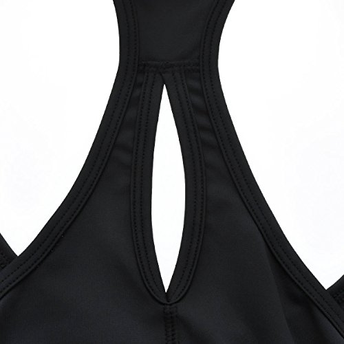 SYROKAN Women's Active Racerback Athletic Sports T-Shirt Long Yoga Crop Tank Top Black X-Large