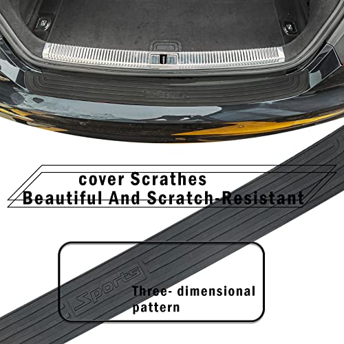 Ajxn 1 PC Car Rear Bumper Protector 35"*2.75", Car/SUV Universal Rubber Anti-Scratch Trunk Exterior Accessories（Black #1）
