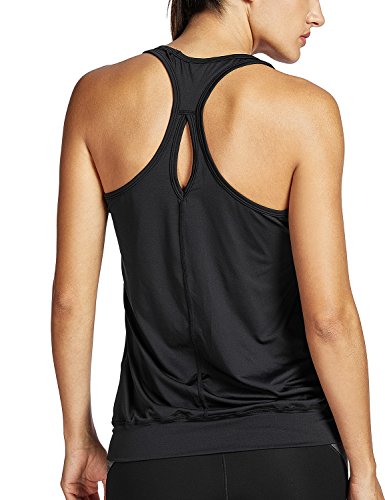 SYROKAN Women's Active Racerback Athletic Sports T-Shirt Long Yoga Crop Tank Top Black X-Large