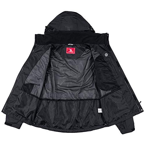 CAMEL CROWN Men's Lightweight Rain Jacket Waterproof Raincoat Windbreaker Hooded Active Outdoor Shell Jacket for Hiking Work (New Black, XXL)