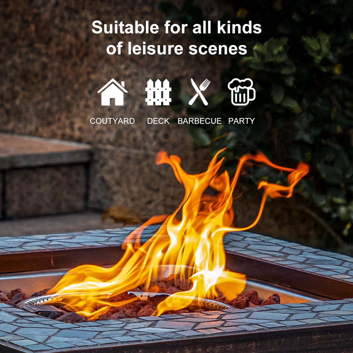 OutVue 30 inch Real Slate Propane Fire Pit Table, Gas Fire Pits for Outside Patio,50000 BTU Propane Fire Pits with Lid &Lava Rocks,Firepit for Garden,Yard