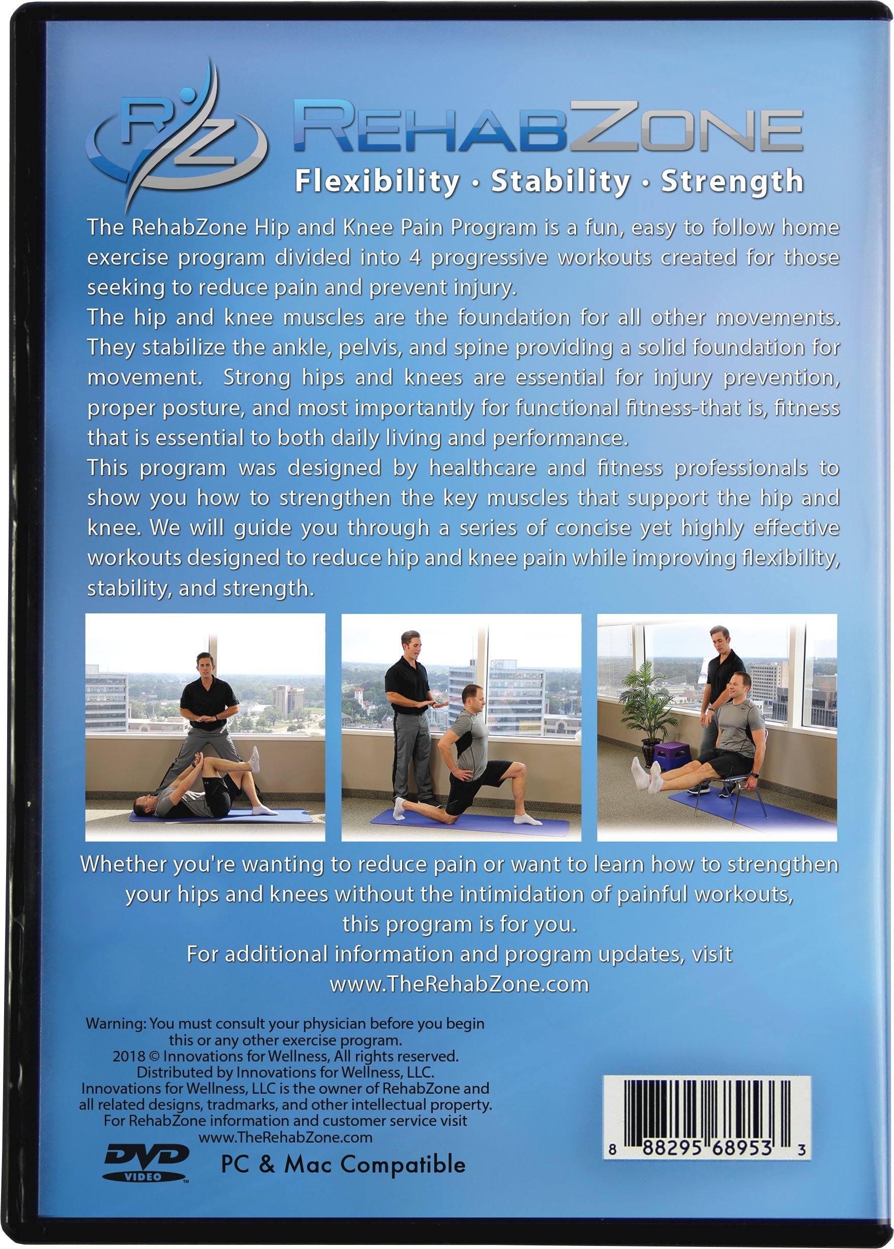 RehabZone Hip and Knee Pain Program: Physician Endorsed Home Rehabilitation DVD Program Created for Those Seeking to Reduce Hip or Knee Pain