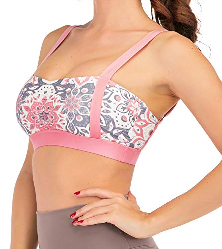 Chisportate Women's Sports Bra Medium Impact Padded Bra Comfort Yoga Bra Workout Tops for Running Gym Activewear
