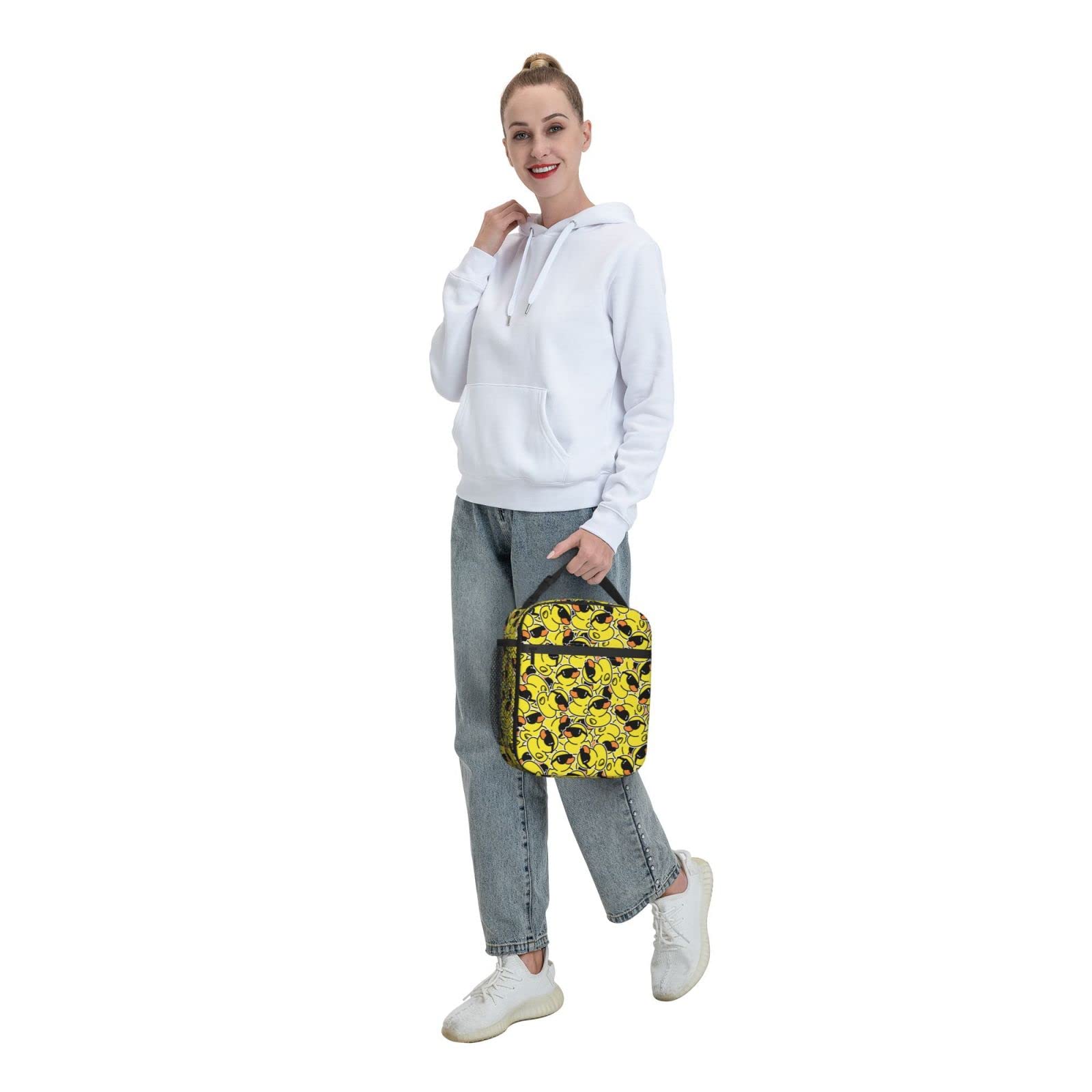 Gbuzozie Funny Rubber Ducks Lunch Bag Insulated Portable Reusable Lunch Box With Zipper For Picnic Work Office Travel School