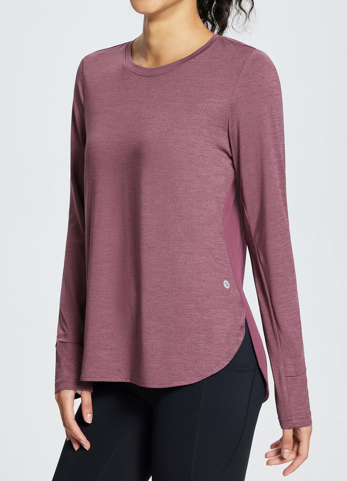baleaf Women's Long Sleeve Running Shirts Workout Athletic Tops Quick Dry Lightweight UPF 50+ Purple M