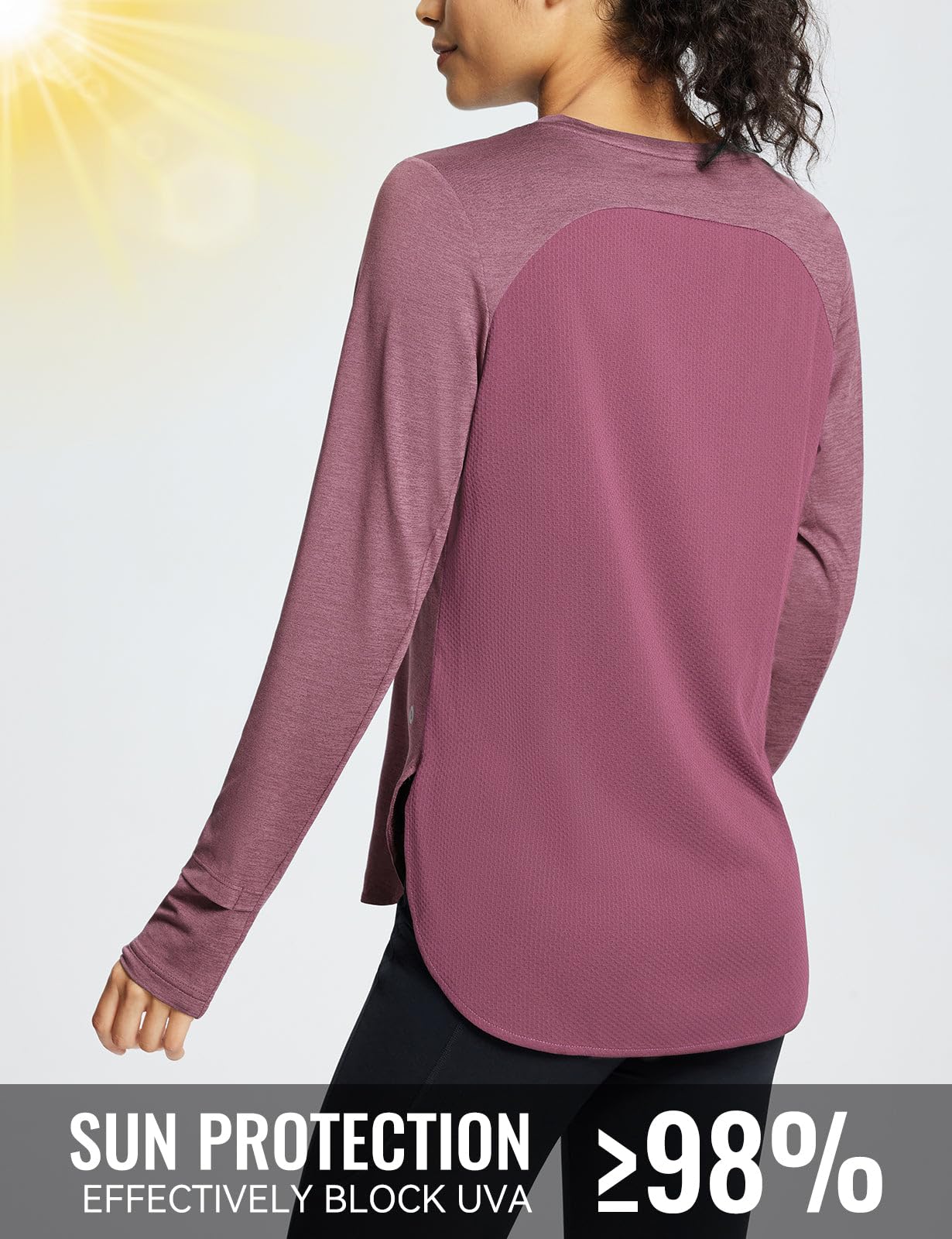 baleaf Women's Long Sleeve Running Shirts Workout Athletic Tops Quick Dry Lightweight UPF 50+ Purple M