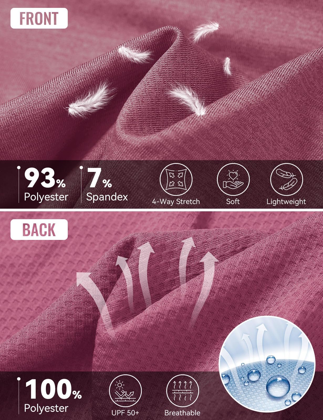 baleaf Women's Long Sleeve Running Shirts Workout Athletic Tops Quick Dry Lightweight UPF 50+ Purple M