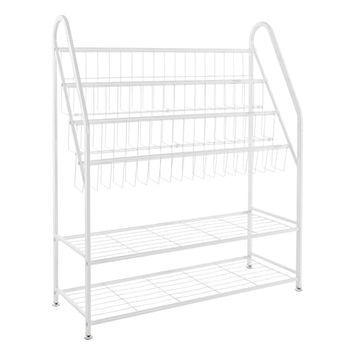 YETINGSHOP Kids Bookshelf, Large Black Bookcase, Large Capacity Books Toys Organizer (White)