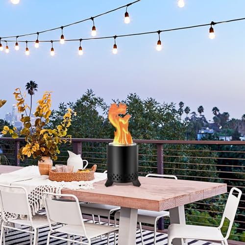 ETSWAUGO, 304 Stainless Steel Tabletop Fire Pit with Stand, Smokeless Small Tabletop Stove for Camping, Urban & Suburbs,Mini Fire Pit Fueled by Pellets or Wood, 8.8" x 6.5", 2.7lbs, ET65 Max