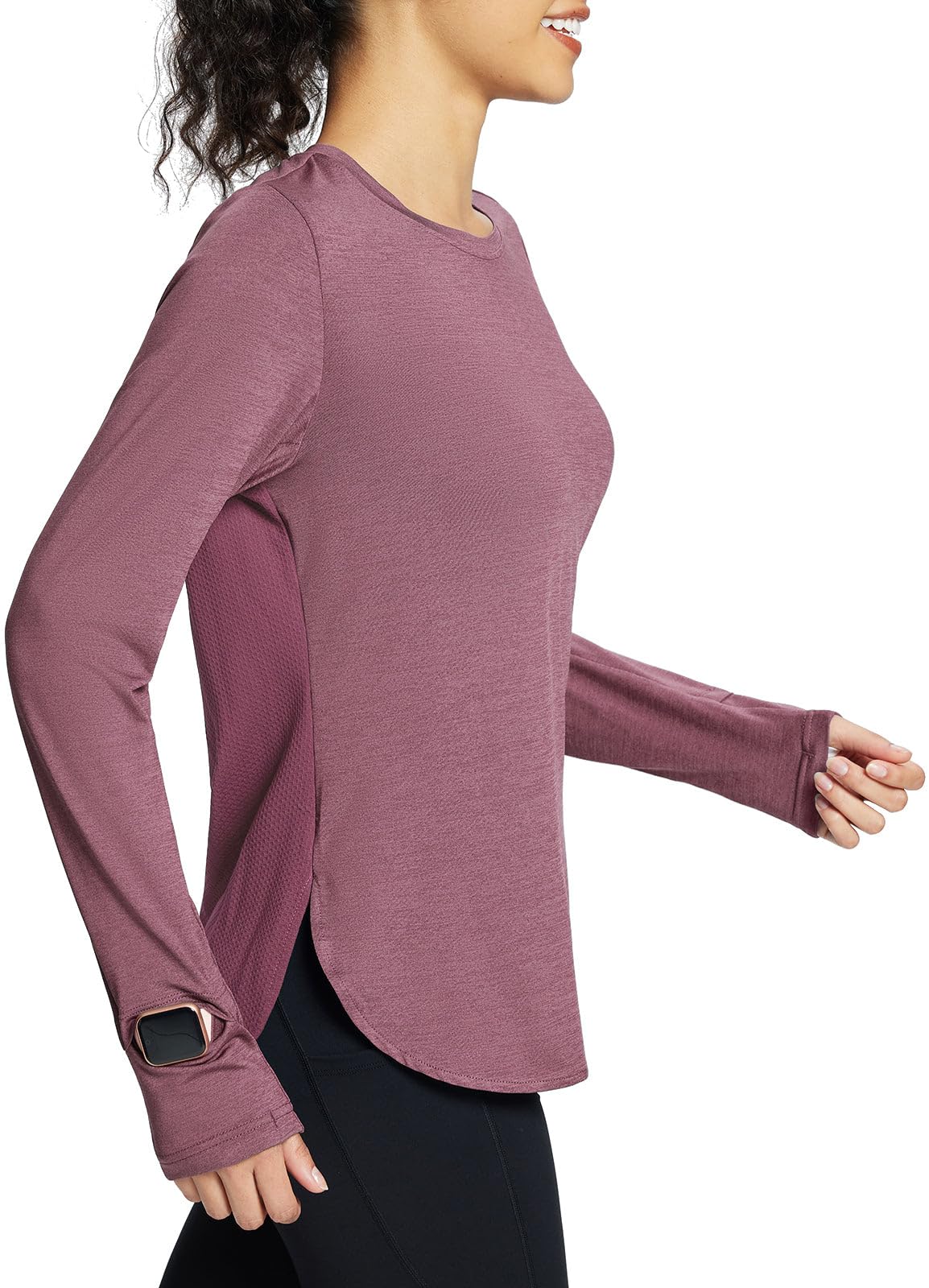 baleaf Women's Long Sleeve Running Shirts Workout Athletic Tops Quick Dry Lightweight UPF 50+ Purple M