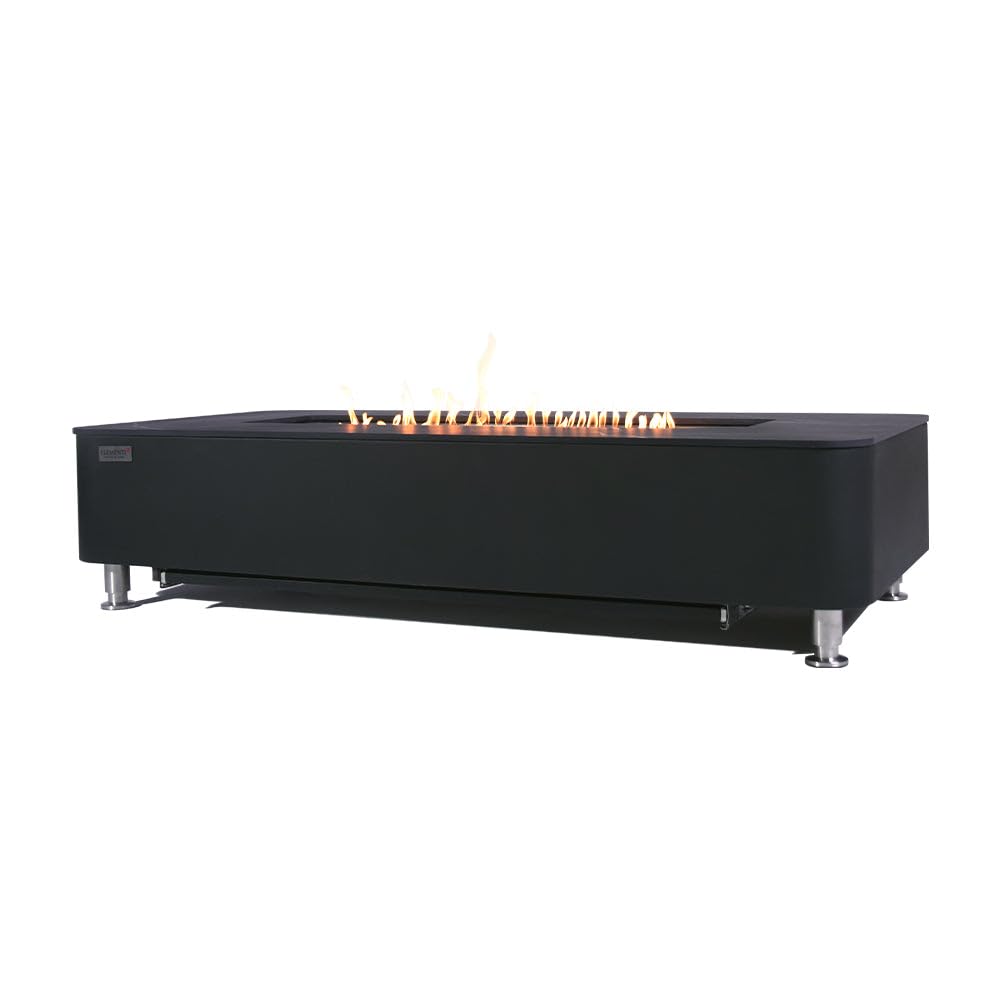 Valencia Concrete Fire Pit 62" x 30" Outdoor Patio Firepit Includes Fire Glass Modern Fire Pits & Outdoor Fireplaces for Garden, Deck, Indoor & Outdoor Heating
