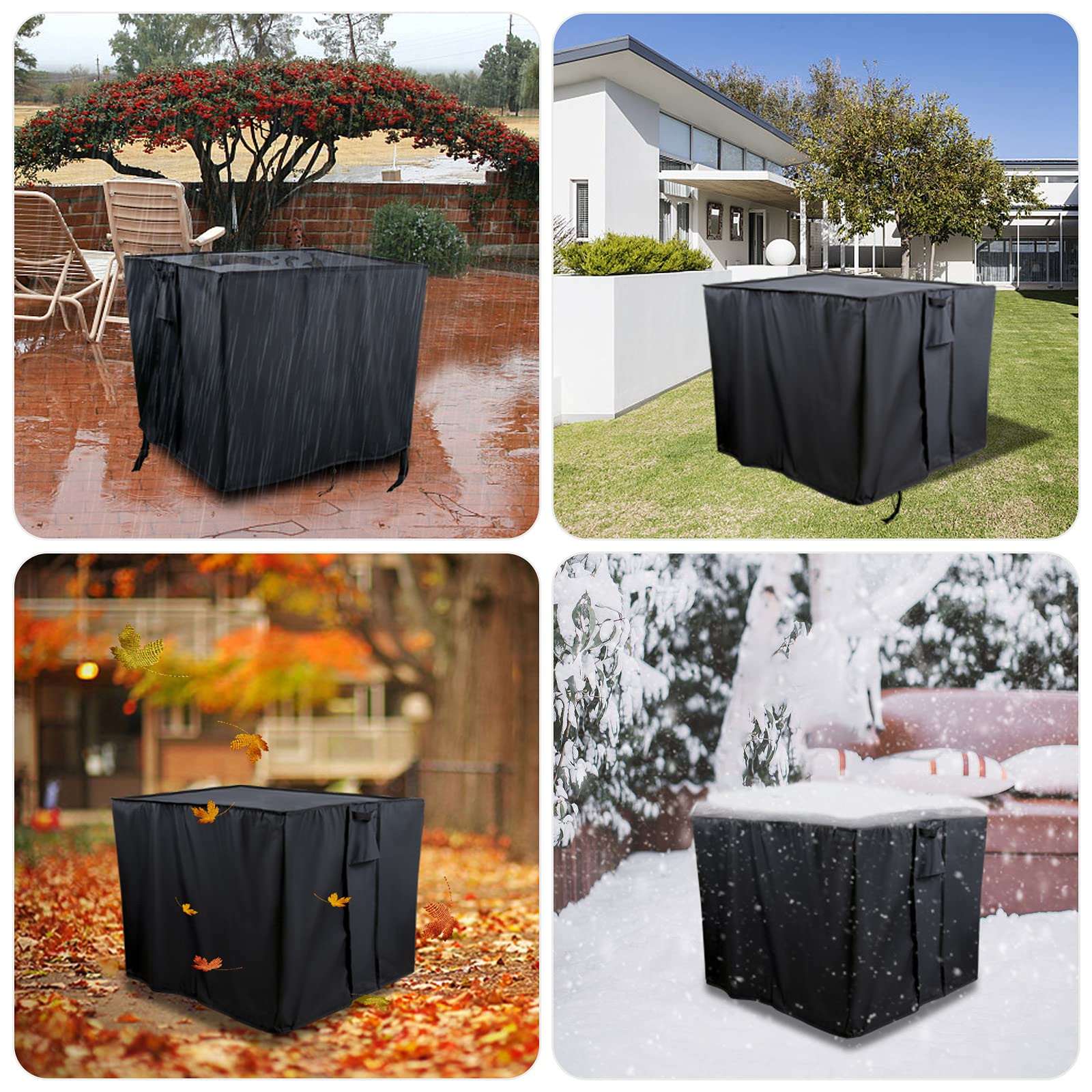 YFUG GO Fire Pit Cover Square - 420D Waterproof Fire Pit Table Cover 33 x 33, Weather Resistant Firepit Covers Square for Patio Firepit Furniture