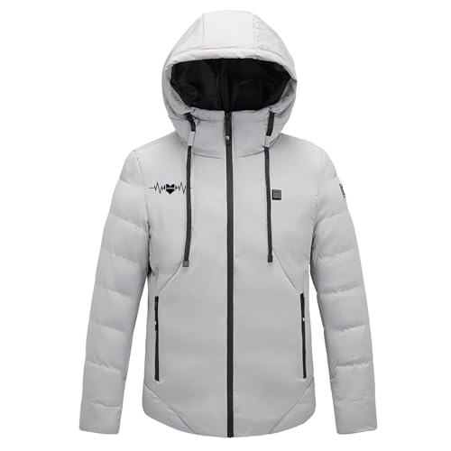 Muscularfit unisex Heated Jackets for Men Women Lightweight Lights-Out Design Soft Shell Electric Heating Coat Battery not Included heated jacket womens long Gray S