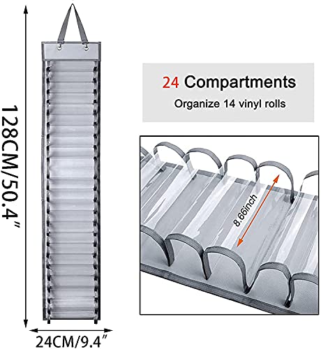 ArtsyCase, Vinyl Roll Holder Storage Rack with 24 Compartments,Diamond Painting Canvas Craft Storage Organizer Wall Mount Over The Door Organizer for Vinyl Sheets Wrapping Paper Design Drawings(2Pcs)