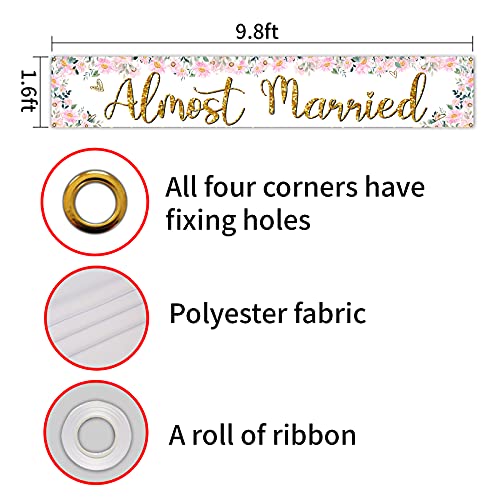 Almost Married Large Banner Sign,Wedding Rehearsal Dinner Decorations Supplies,Engagement Sign Celebrations Party Decor Supplies 9.8 x 1.6 Ft