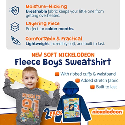 Nickelodeon 2 Pack Spongebob and Rugrats Soft Fleece Hoodies for Boys, Lightweight Graphic Pullover Sweatshirts