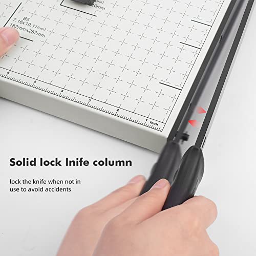 A4 Paper Cutter Stack Paper Trimmer Guillotine 12” Cutting Length with Safety Blade Lock ZEQUAN, 10-Sheet Capacity, Commercial Grade Guillotine Paper Slicer Cutter for Office Home School