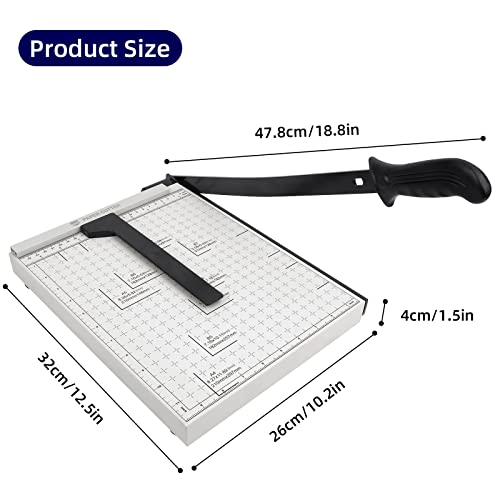 A4 Paper Cutter Stack Paper Trimmer Guillotine 12” Cutting Length with Safety Blade Lock ZEQUAN, 10-Sheet Capacity, Commercial Grade Guillotine Paper Slicer Cutter for Office Home School