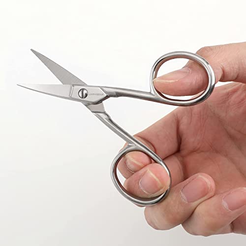 JARVISTAR Small Embroidery Curved Scissors, 4β Forged Stainless Steel Detail Craft Yarn Scissors, Pointed Tip Sharp Metal Precision Little Scissors for Fabric Sewing Needle Work, DIY craft