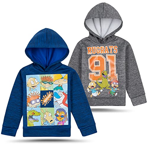 Nickelodeon 2 Pack Spongebob and Rugrats Soft Fleece Hoodies for Boys, Lightweight Graphic Pullover Sweatshirts