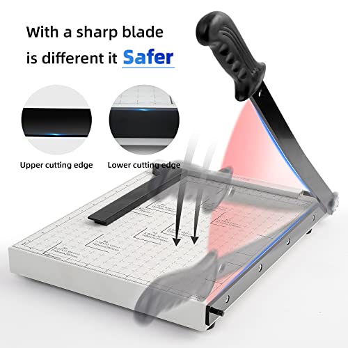 A4 Paper Cutter Stack Paper Trimmer Guillotine 12” Cutting Length with Safety Blade Lock ZEQUAN, 10-Sheet Capacity, Commercial Grade Guillotine Paper Slicer Cutter for Office Home School