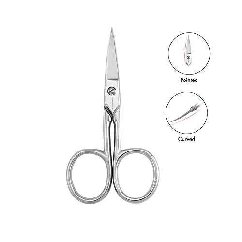 JARVISTAR Small Embroidery Curved Scissors, 4β Forged Stainless Steel Detail Craft Yarn Scissors, Pointed Tip Sharp Metal Precision Little Scissors for Fabric Sewing Needle Work, DIY craft