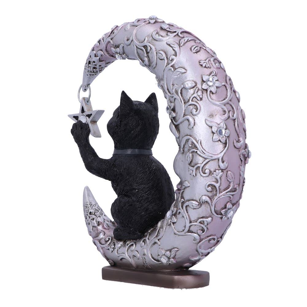 Nemesis Now Enchanting Luna Companion Moon and Cat Figurine, Hand-Painted Resin Ornament for Alternative Occult Decor and Gift for Witches, 18.8cm
