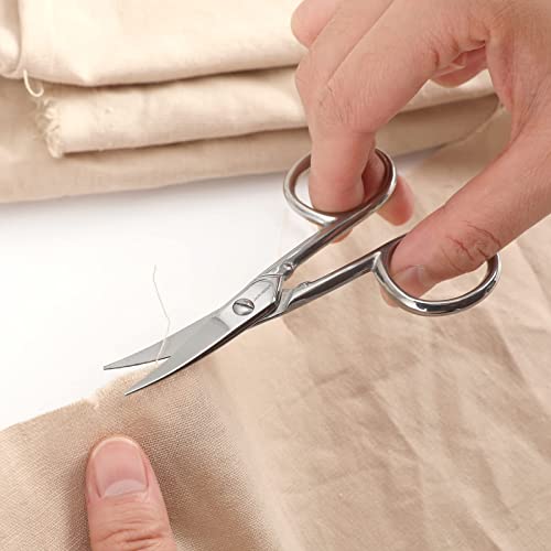 JARVISTAR Small Embroidery Curved Scissors, 4β Forged Stainless Steel Detail Craft Yarn Scissors, Pointed Tip Sharp Metal Precision Little Scissors for Fabric Sewing Needle Work, DIY craft