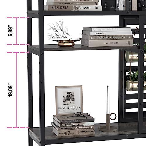 Anivia 5 Tier Bookshelf, Ladder Bookcase Display Shelves, Wide Book Shelf Bookcases for Home & Office, Oak/Black