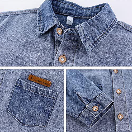 Hresadio Baby Boys Girls Denim shirt Kids Toddler Button Down Jeans Jacket Top Coat Outerwear(Blue 3-4T)