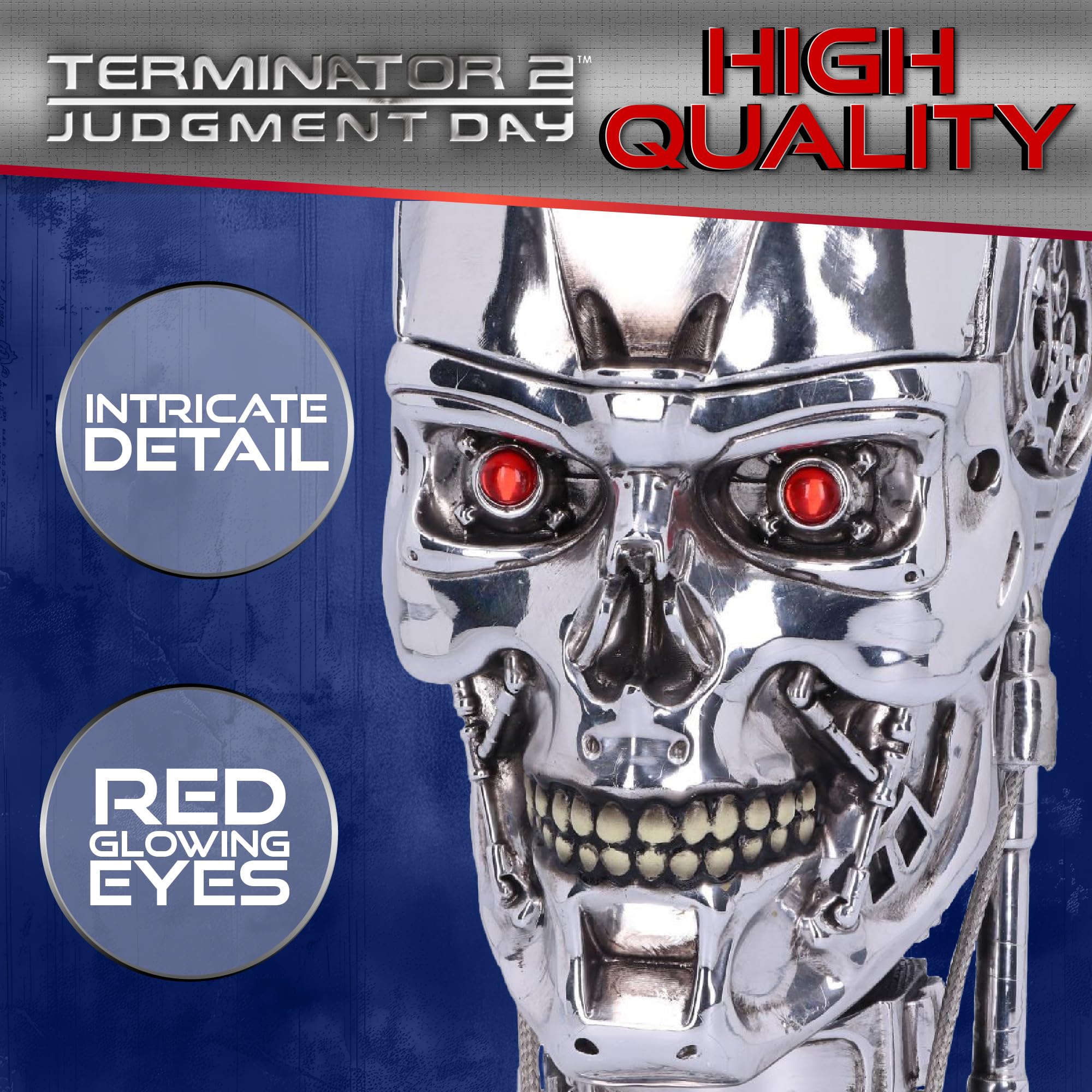 Nemesis Now Terminator 2 Head Statue with Hidden Storage Compartment, Metal Skeleton Statue Box, Hand-Painted Resin, Official Movie Merchandise, 21cm
